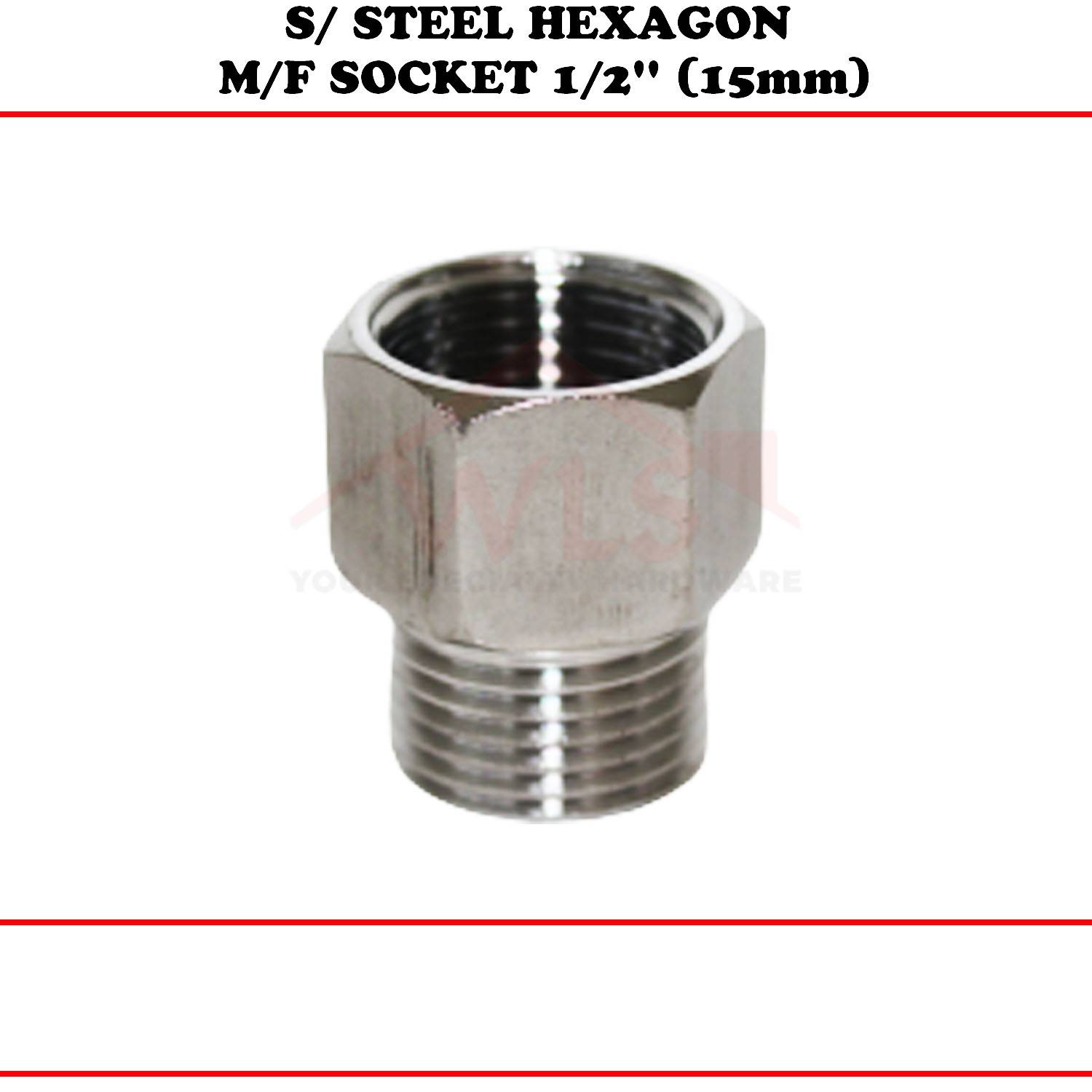 S/ STEEL HEXAGON M/F SOCKET 1/2'' (15mm)