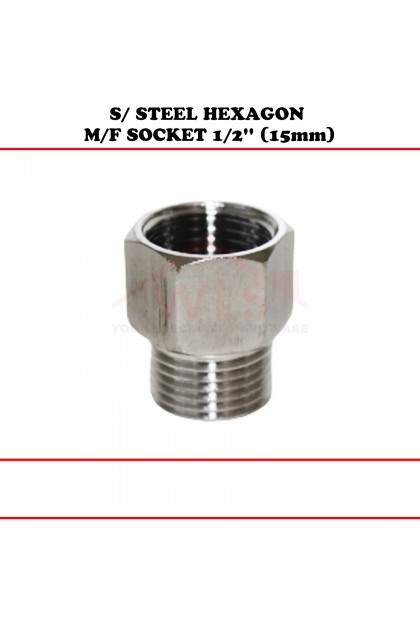 S/ STEEL HEXAGON M/F SOCKET 1/2'' (15mm)