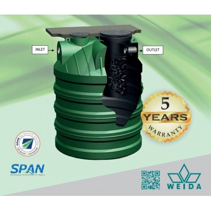 ECOSEPT PE SEPTIC TANK ES-3 VERTICAL C/W CONCRETE COVER GREEN