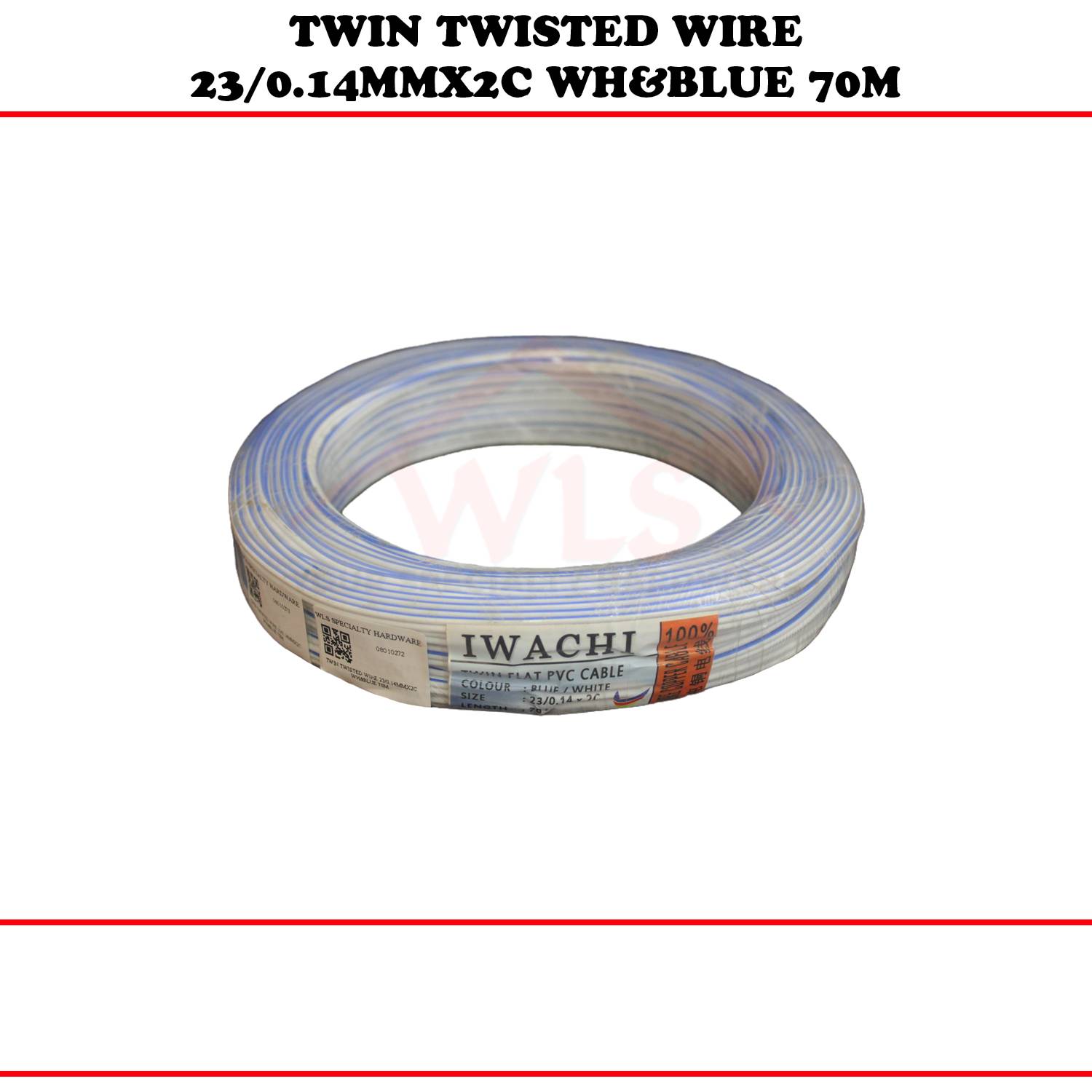 TWIN TWISTED WIRE 23/0.14MMX2C WH&BLUE 70M(ROLL)