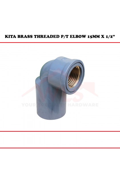 KITA BRASS THREADED P/T ELBOW 15MM X 1/2"