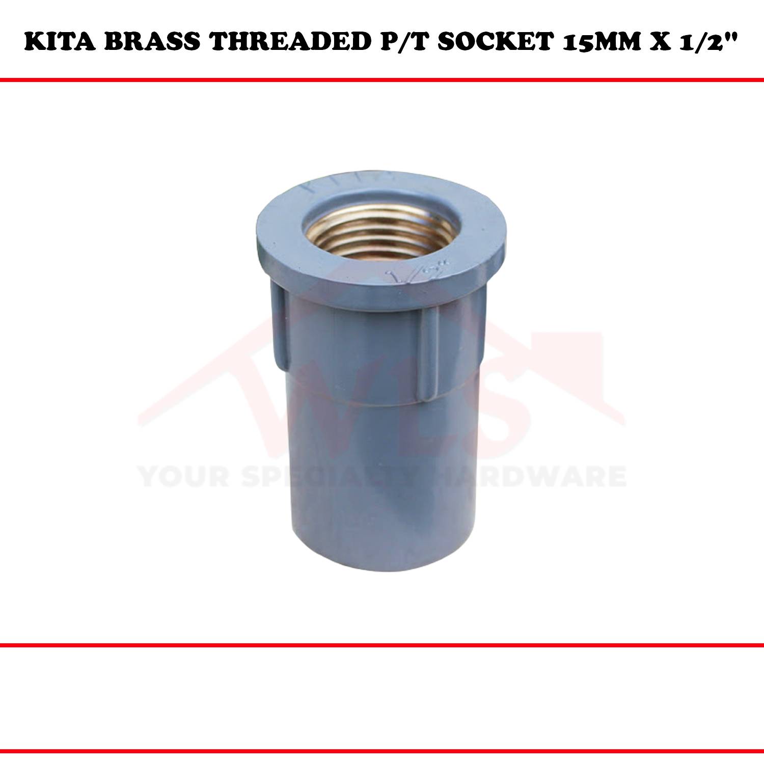 KITA BRASS THREADED P/T SOCKET 15MM X 1/2"