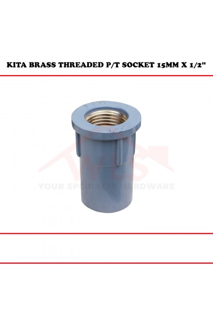 KITA BRASS THREADED P/T SOCKET 15MM X 1/2"