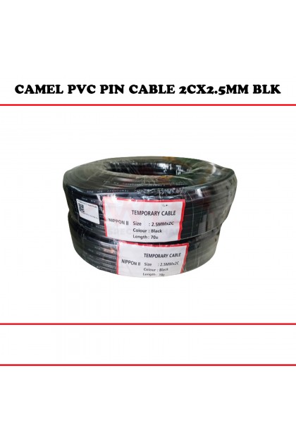 CAMEL PVC PIN CABLE 2CX2.5MM BLK