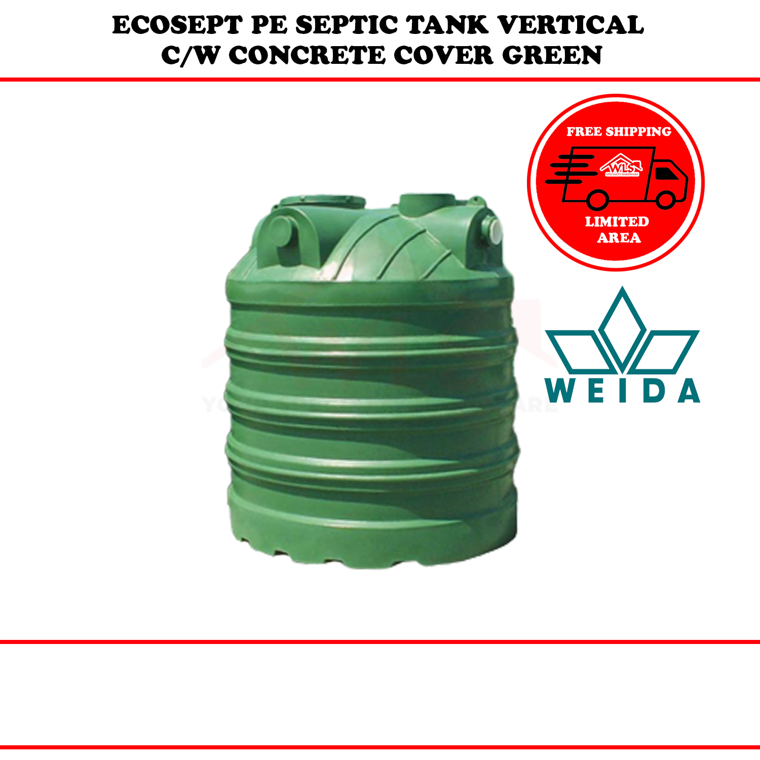 ECOSEPT PE SEPTIC TANK VERTICAL C/W CONCRETE COVER GREEN