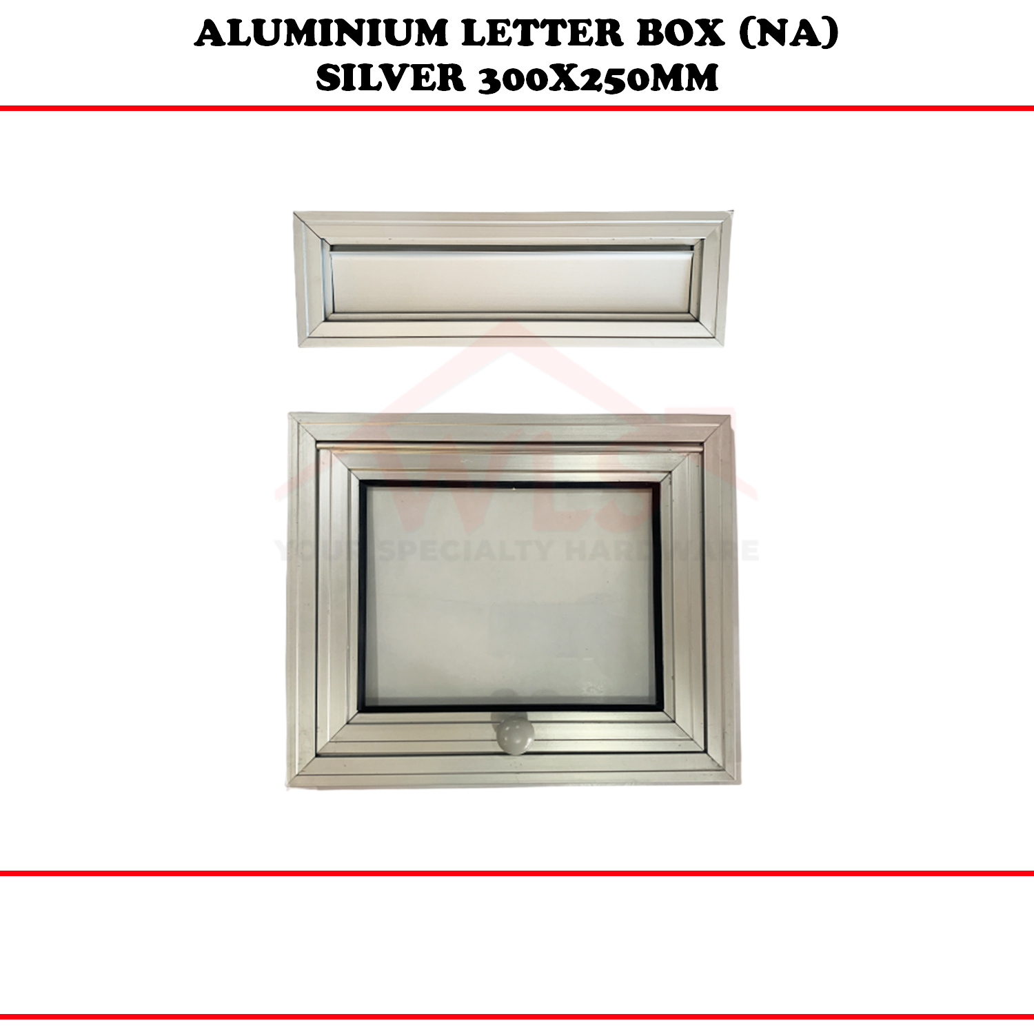 ALUMINIUM LETTER BOX (NA) SILVER 300 X 250MM