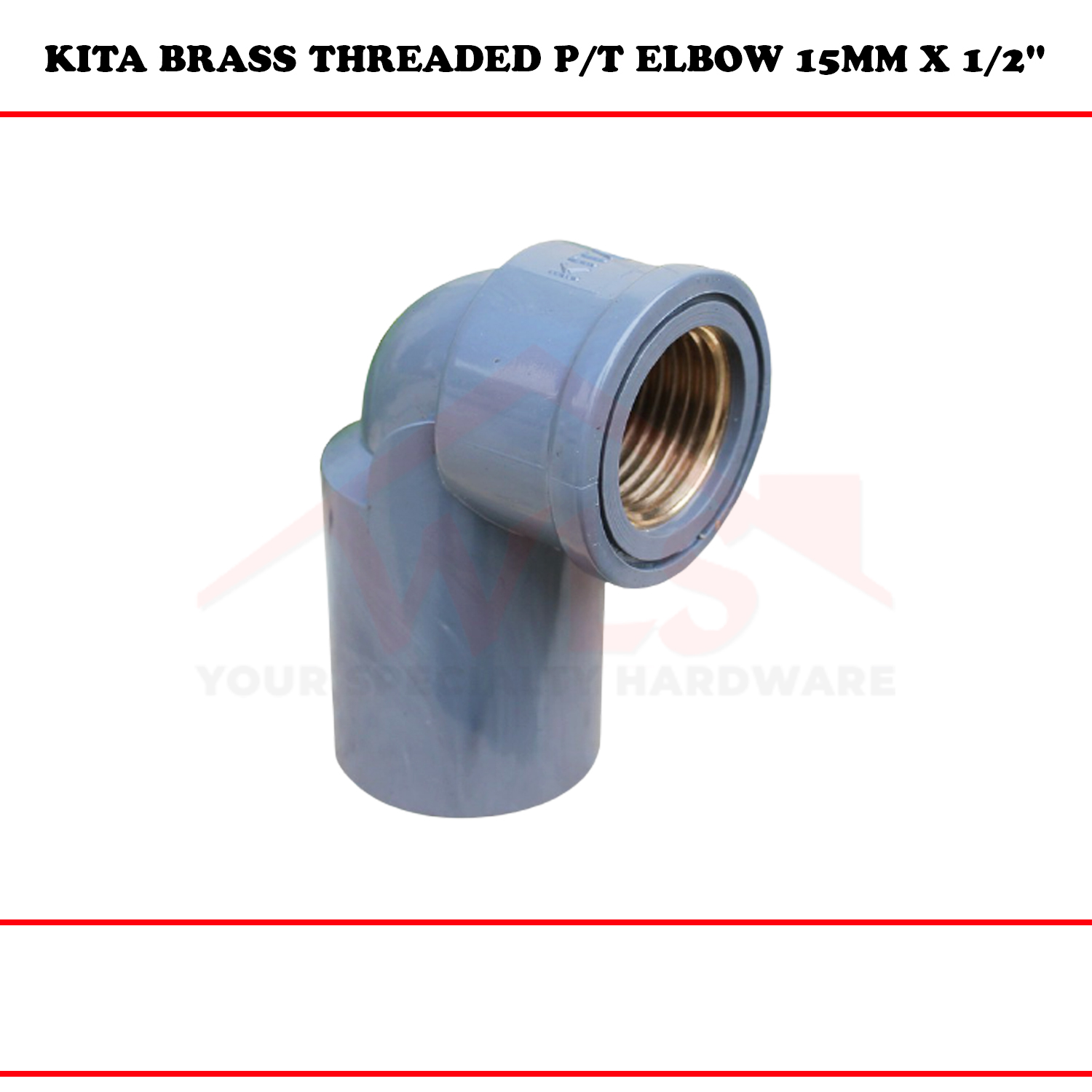 KITA BRASS THREADED P/T ELBOW 15MM X 1/2"