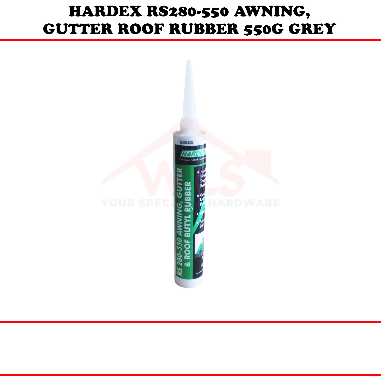 HARDEX RS280-550 AWNING,GUTTER ROOF RUBBER 550G GREY