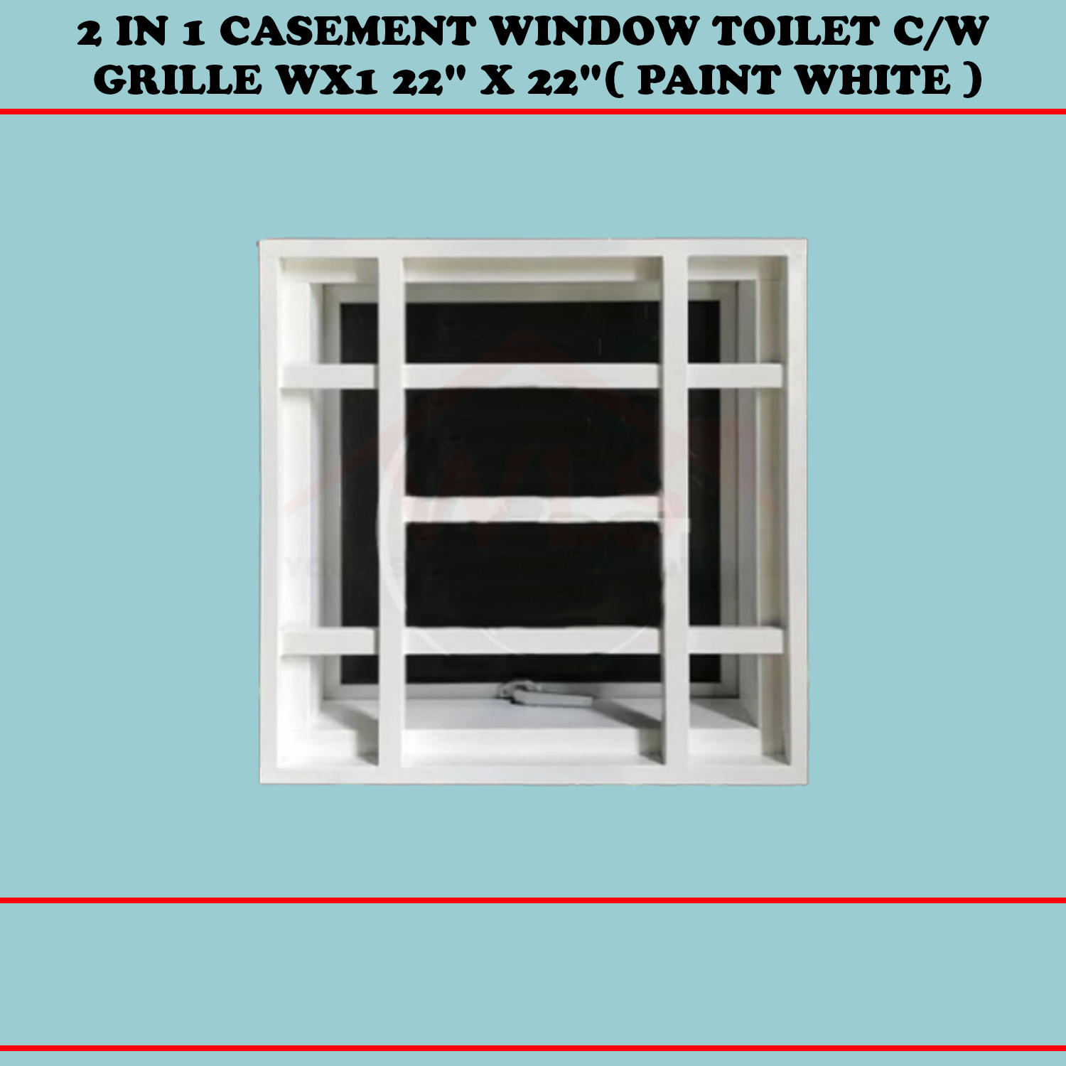 2 IN 1 CASEMENT WINDOW TOILET C/W GRILLE WX1 22" X 22"( PAINT WHITE )